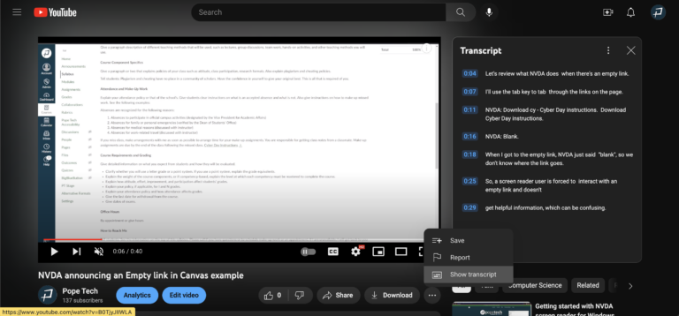 How to create audio descriptions for accessible YouTube videos - Pope ...